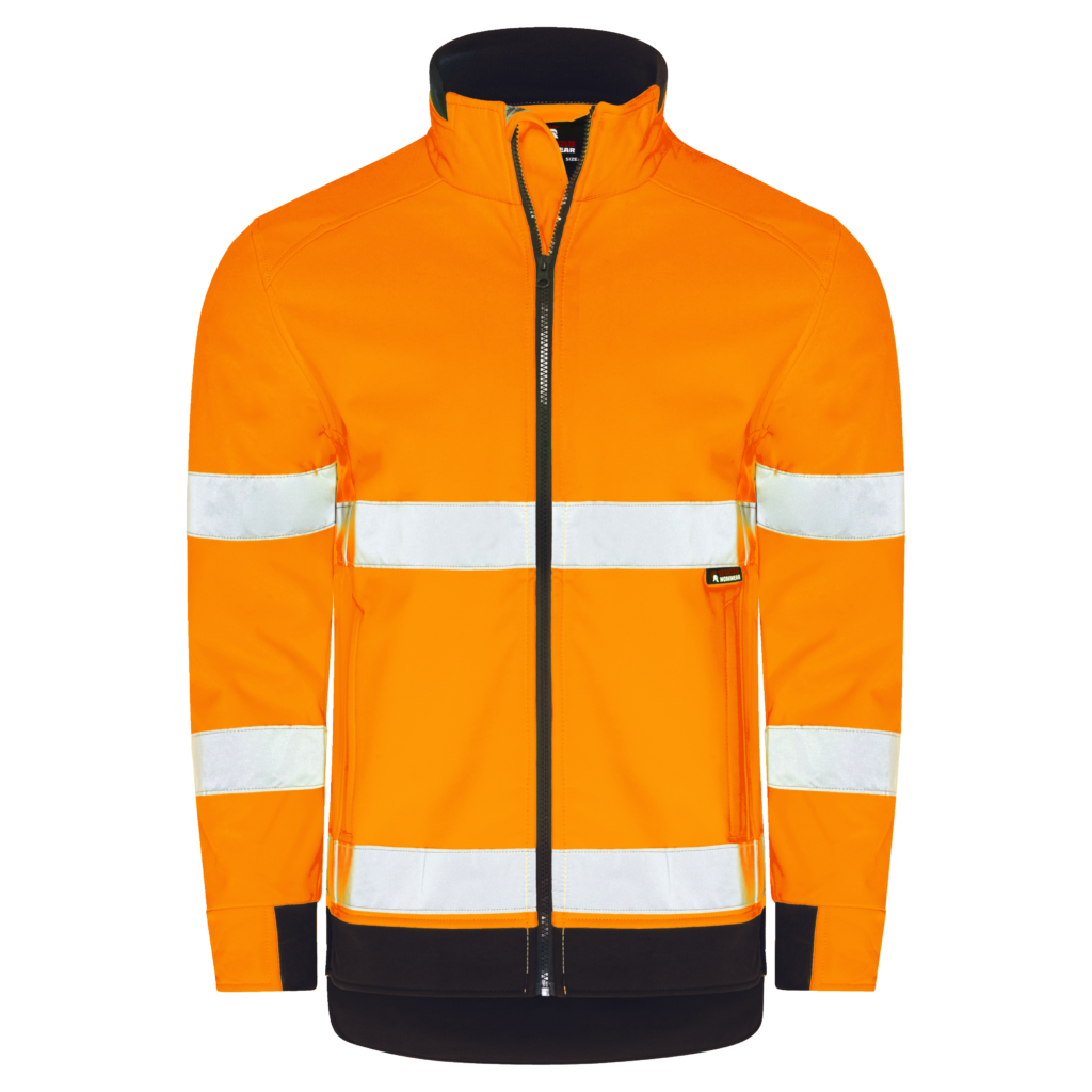 Taped Water Resistant Hi Vis Soft Shell Jacket – Orange/Navy