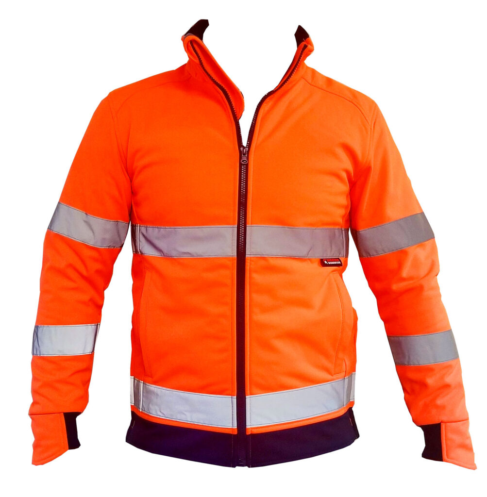 Taped Water Resistant Hi Vis Soft Shell Jacket – Orange/Navy