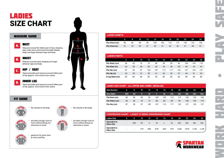 Size Chart - Spartan Workwear | Worksite-Ready Men & Womens Hi Vis Workwer